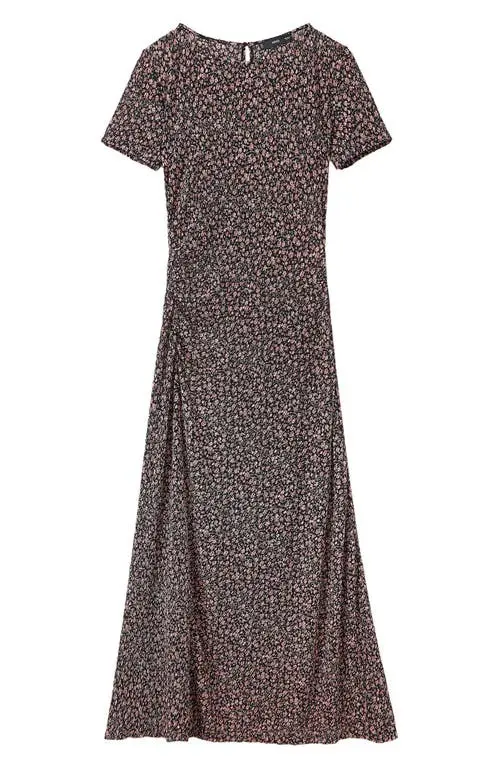 Mango Floral Print A-line Dress - Black