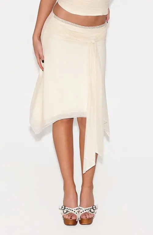 TIGER MIST Juna Mesh Handkerchief Hem Midi Skirt - Cream