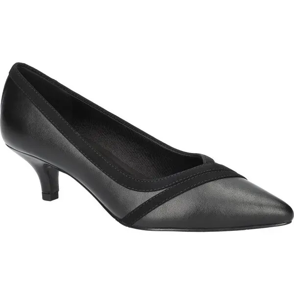 EASY WORKS BY EASY STREET Maye Pointed Toe Kitten Heel Pump - Black-lamy
