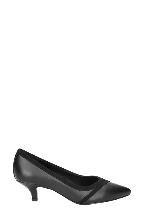 EASY WORKS BY EASY STREET Maye Pointed Toe Kitten Heel Pump - Black-lamy