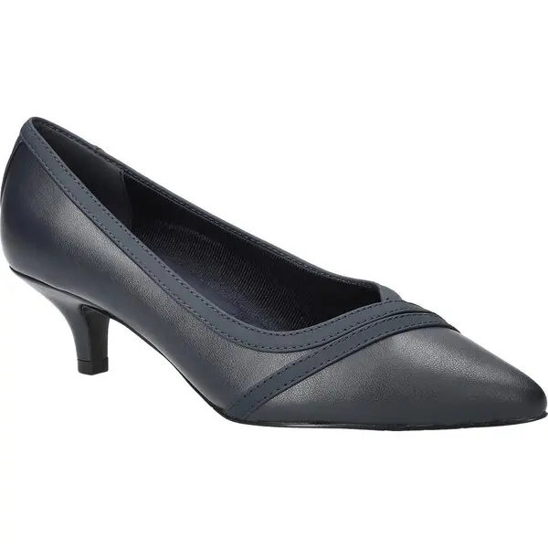 EASY WORKS BY EASY STREET Maye Pointed Toe Kitten Heel Pump - Navy-lamy