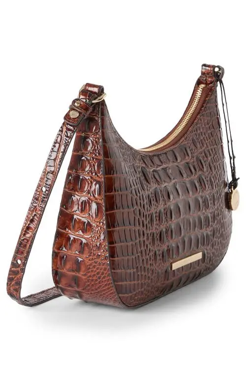 Brahmin Small Stephie Croc Embossed Leather Crossbody Bag - Pecan