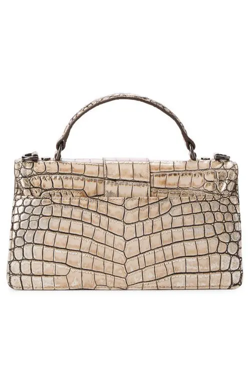 Brahmin Genie Embossed Leather Top Handle Bag - Fossilized