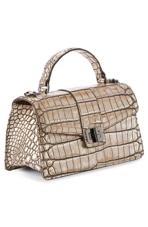 Brahmin Genie Embossed Leather Top Handle Bag - Fossilized
