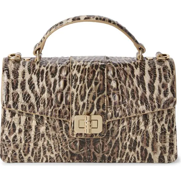 Brahmin Genie Embossed Leather Top Handle Bag - Ocelot