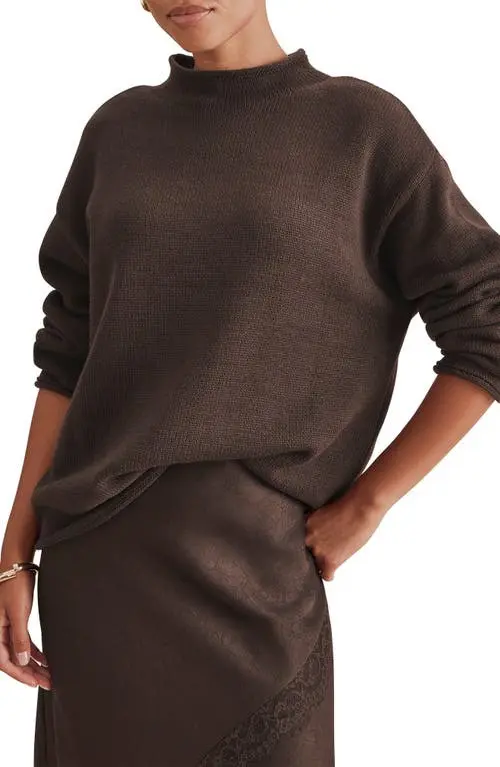Splendid Elsie Cotton Blend Roll Edge Sweater - Java Brown