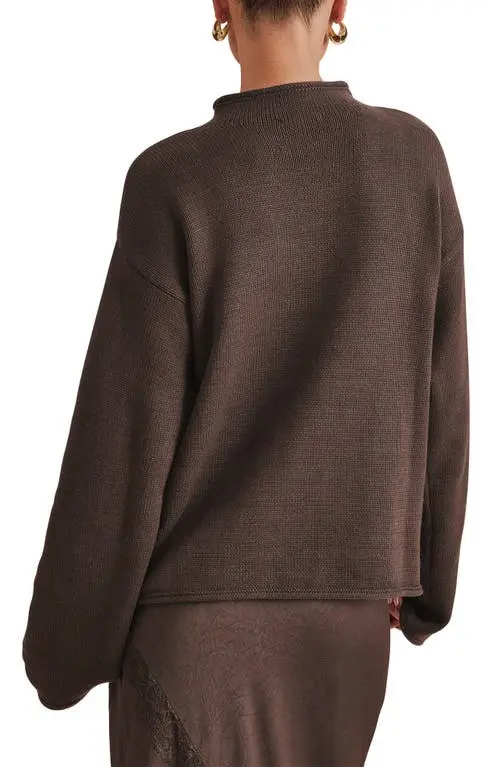 Splendid Elsie Cotton Blend Roll Edge Sweater - Java Brown