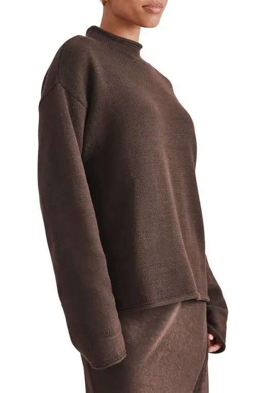 Splendid Elsie Cotton Blend Roll Edge Sweater - Java Brown