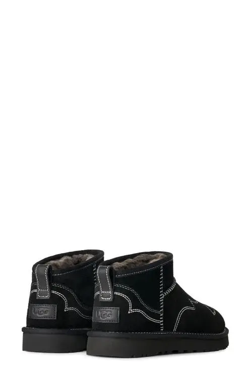 UGG Classic Ultra Mini Western Leather Boot - Black