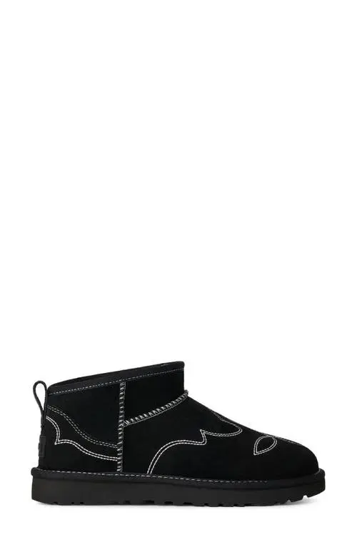 UGG Classic Ultra Mini Western Leather Boot - Black