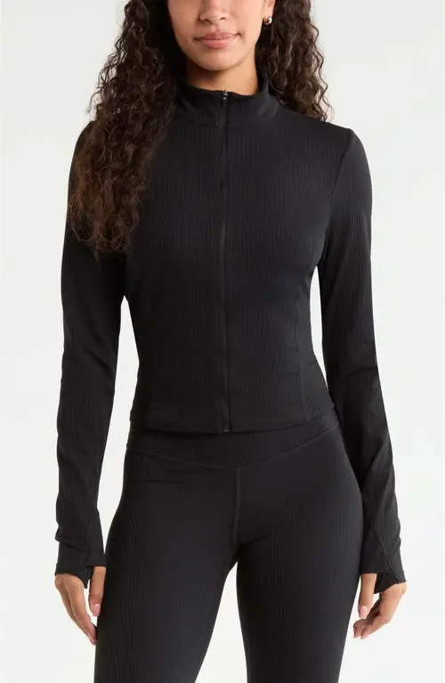 Zella Thrive 2.0 Rib Full Zip Jacket - Black