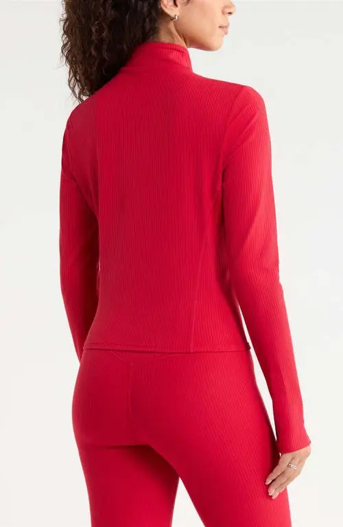 Zella Thrive Rib Full Zip Jacket - Red Jester