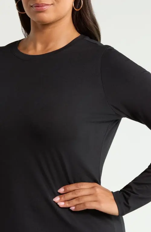 Nordstrom Pima Cotton & Tencel Modal Long Sleeve T-shirt - Black