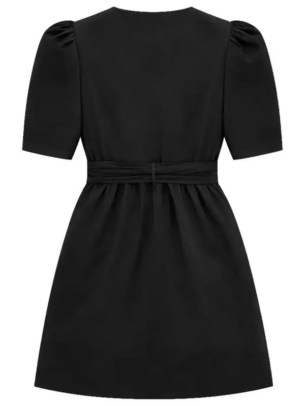 GANNI Mini Dress With Bows - Black
