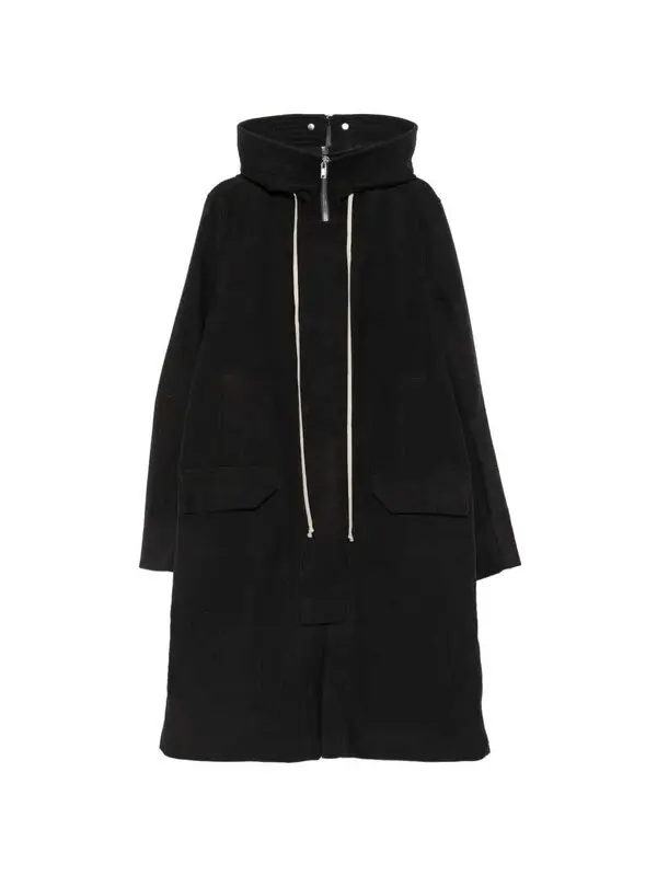 Rick Owens Tower Oversized Parka In Brushed Twill - Black
