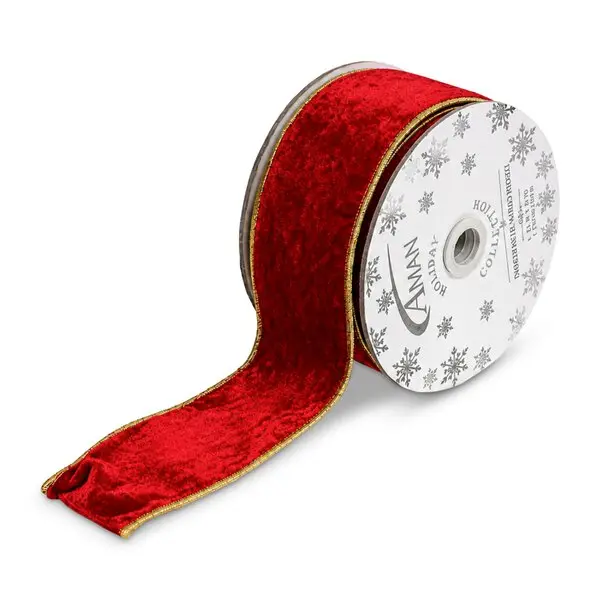AMAN IMPORTS Christmas Classics 2.5 Velvet & Gold Ribbon