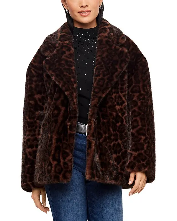 Karen Kane Faux Fur Shawl Collar Coat