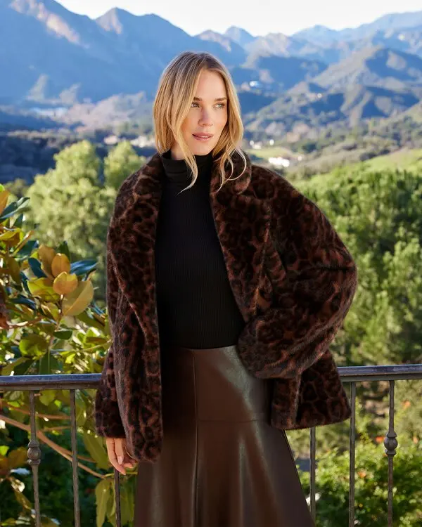 Karen Kane Faux Fur Shawl Collar Coat