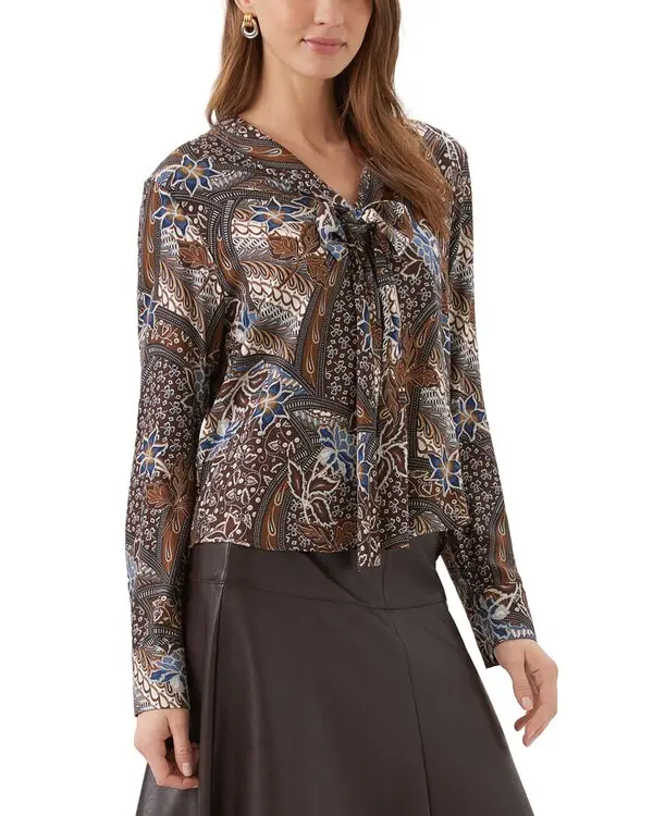 Karen Kane Bow Neck Long Sleeve Blouse
