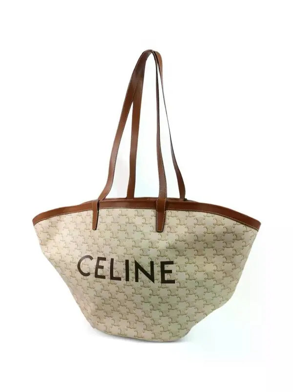 Celine Triomphe Logo Tote Bag - Neutrals