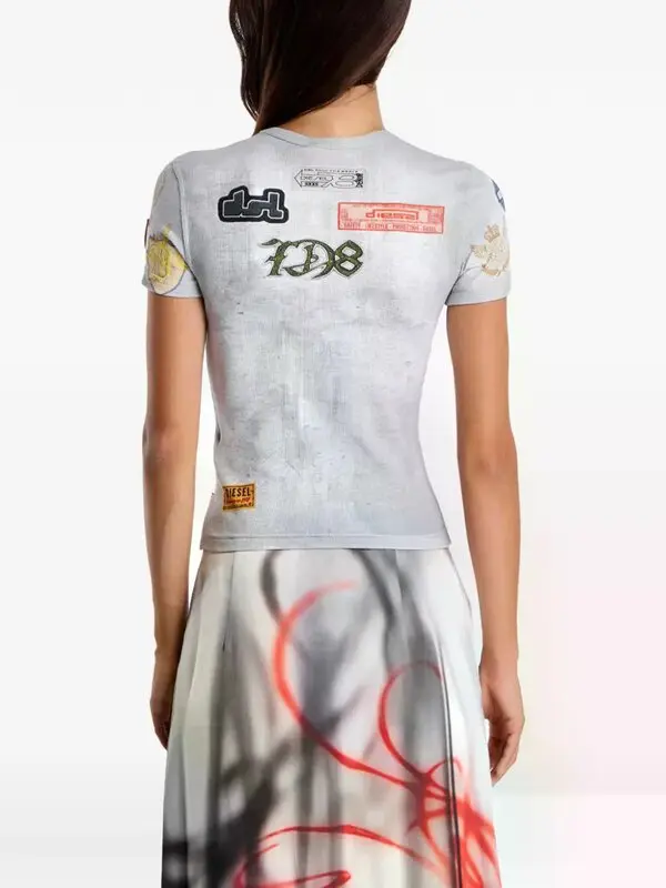 DIESEL® Ribbed Cotton Top With Trompe L'oeil Patches