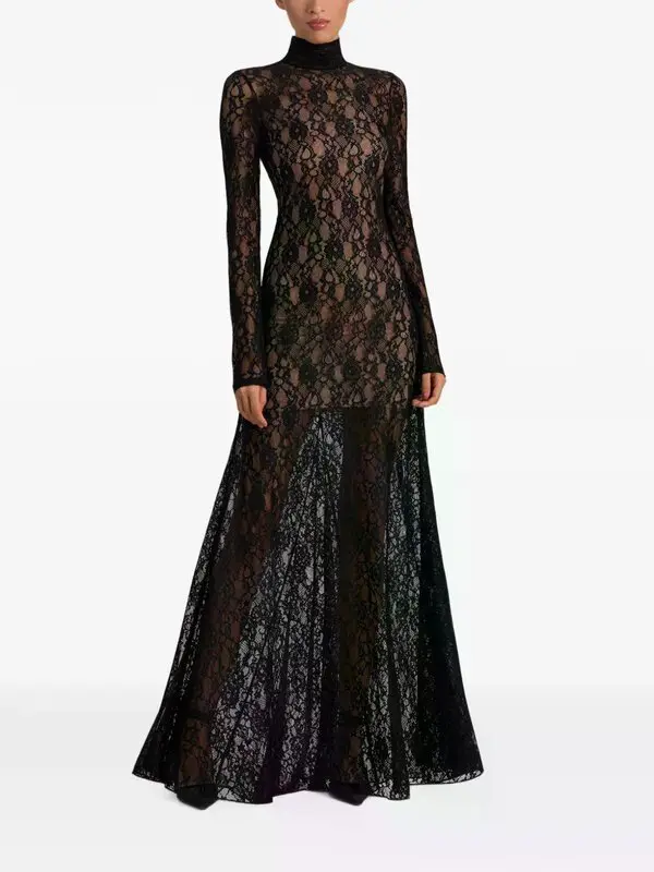 Alice + Olivia Delora Lace-panel Maxi Dress - Black
