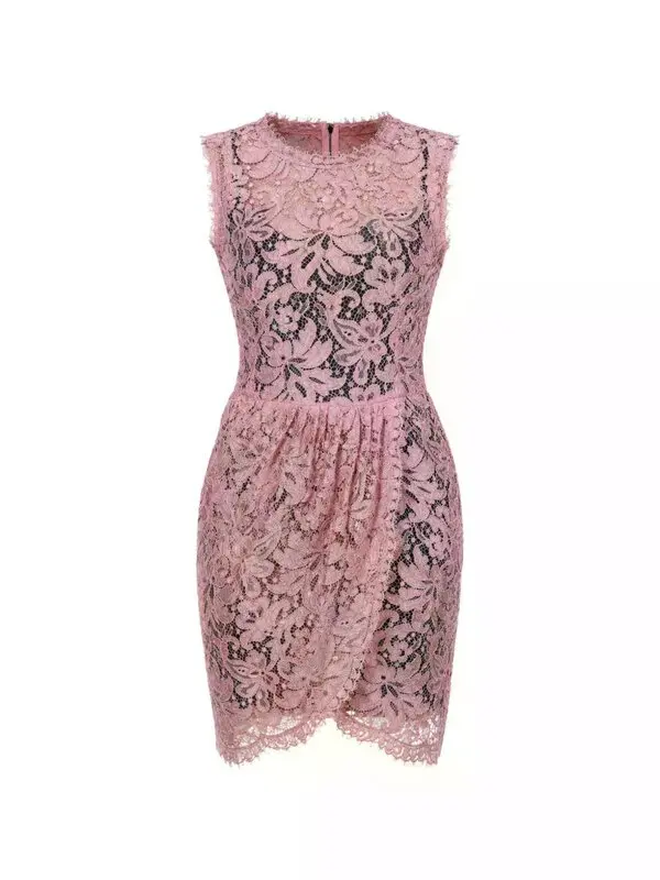 Dolce & Gabbana Floral-lace Draped Mini Dress - Pink