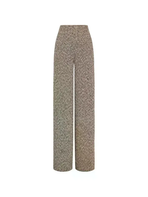 Oscar De La Renta Slubby-tweed Wide-leg Trousers - Neutrals