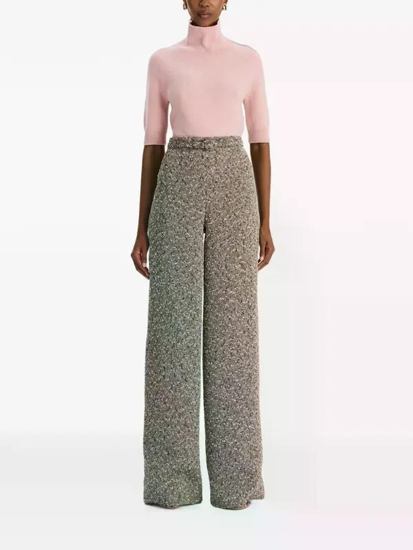 Oscar De La Renta Slubby-tweed Wide-leg Trousers