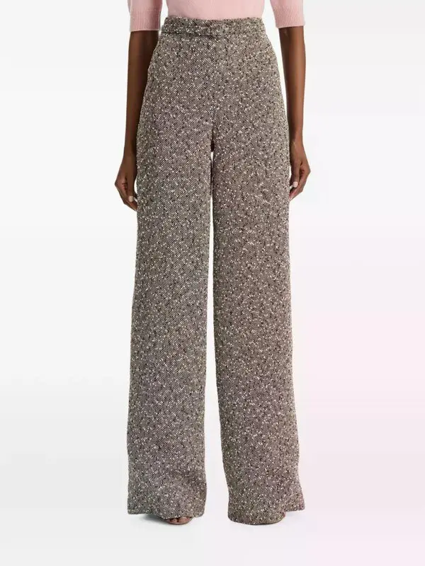 Oscar De La Renta Slubby-tweed Wide-leg Trousers