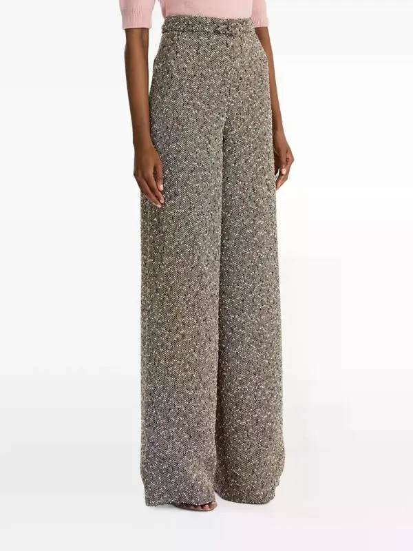 Oscar De La Renta Slubby-tweed Wide-leg Trousers