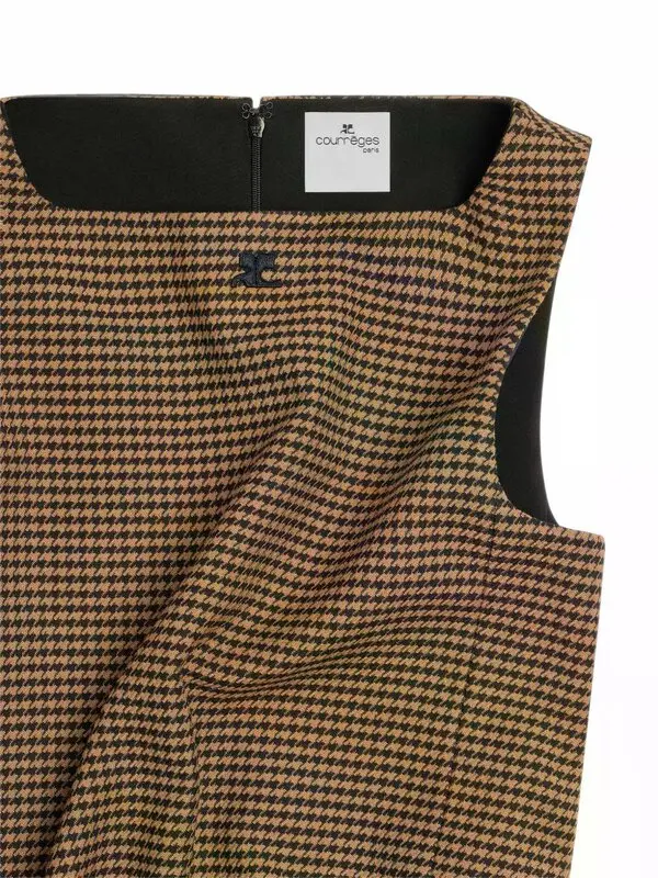 COURREGES Houndstooth Slit Mini Dress