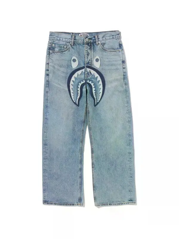 A BATHING APE Shark-motif Straight-leg Jeans