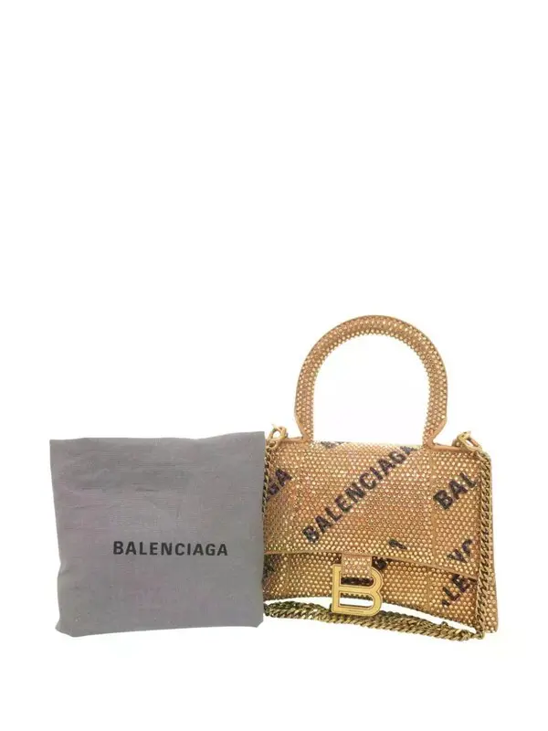 Balenciaga 2020-2026 Rhinestone Hourglass Xs Satchel - Brown