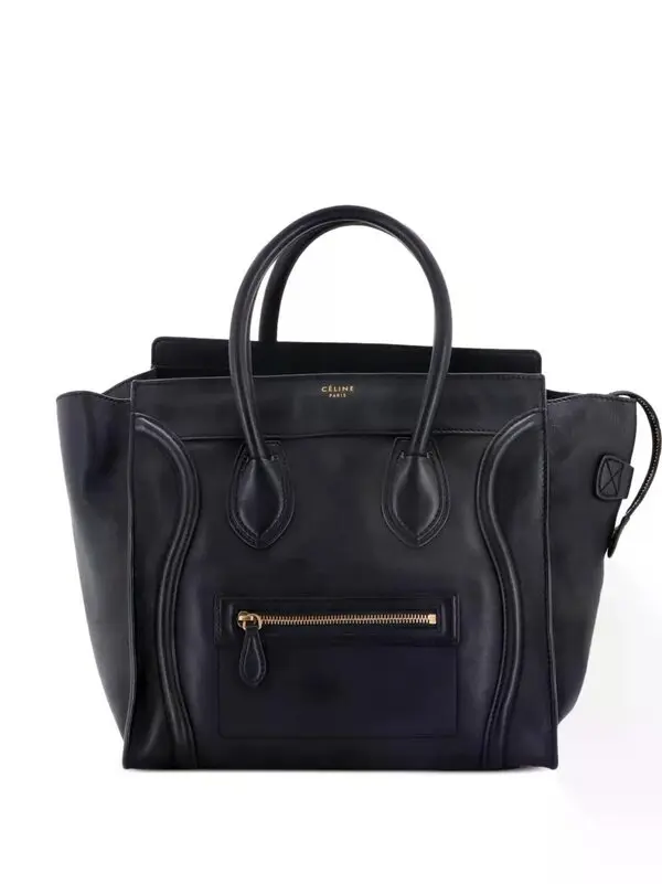 Celine Luggage Bag Smooth Leather Mini Tote Bag - Black