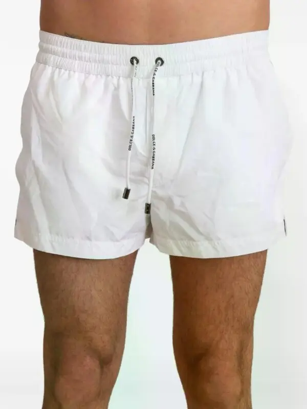 Dolce & Gabbana King Logo-tape Swim Shorts - White