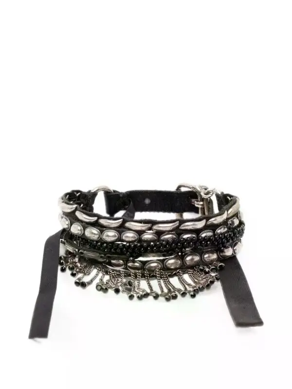 GOTI Beaded Chain-fringe Bracelet - Silver
