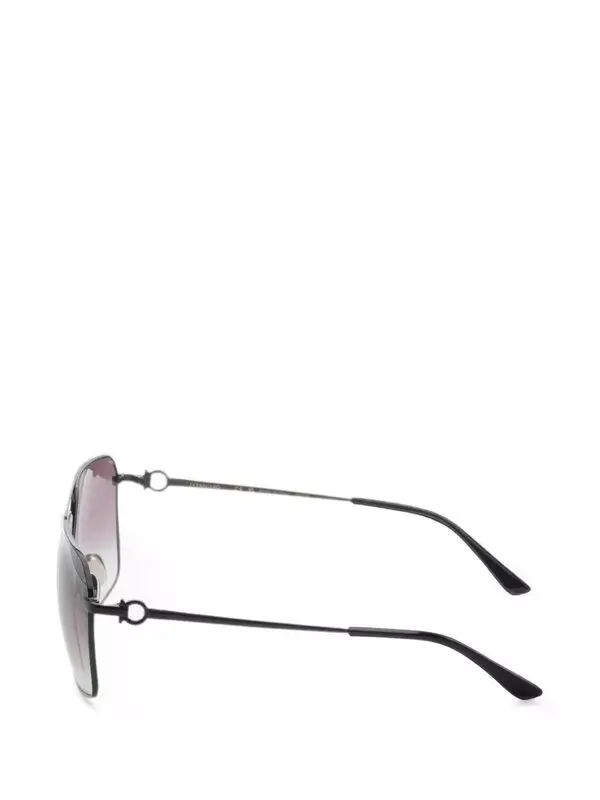 FERRAGAMO Gancini Geometric-frame Sunglasses - Black