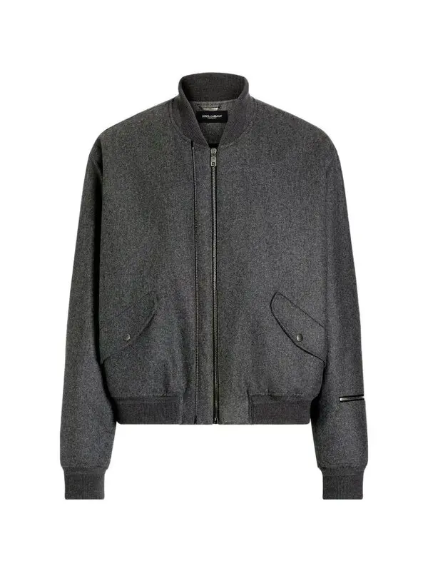 Dolce & Gabbana Padded Wool Flannel Bomber Jacket