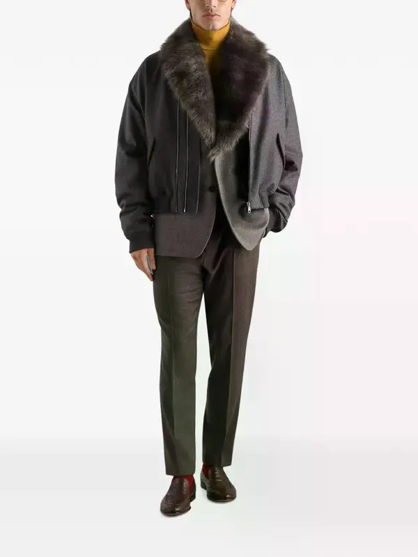 Dolce & Gabbana Padded Wool Flannel Bomber Jacket