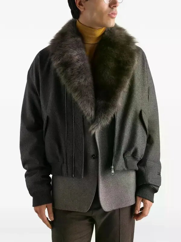 Dolce & Gabbana Padded Wool Flannel Bomber Jacket