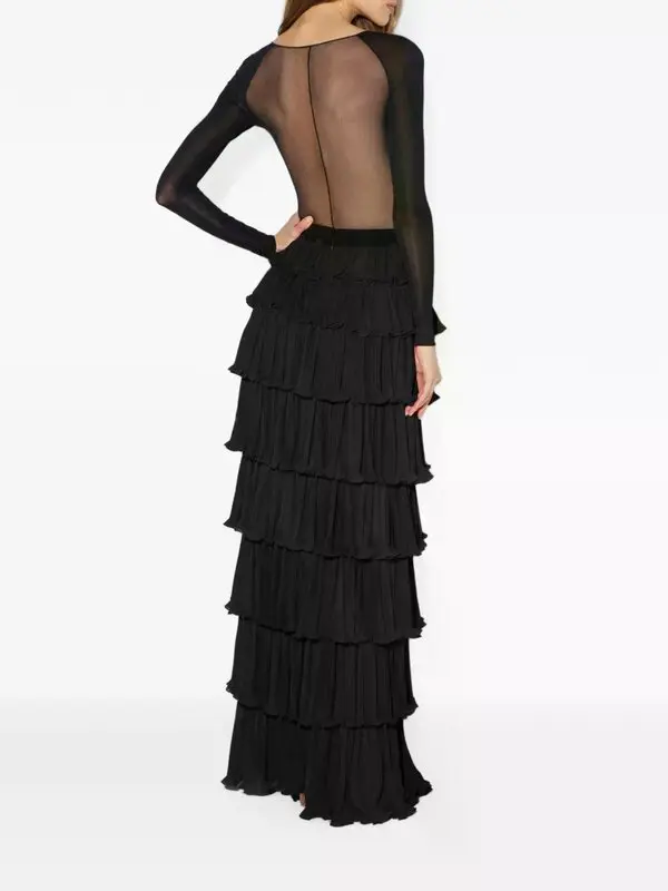 Elisabetta Franchi Bodysuit In Stretch Jersey And Tulle Fabrics