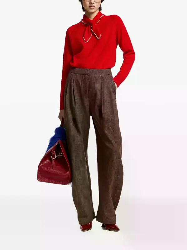 Essentiel Antwerp Pearl-embellished Bow-collar Sweater