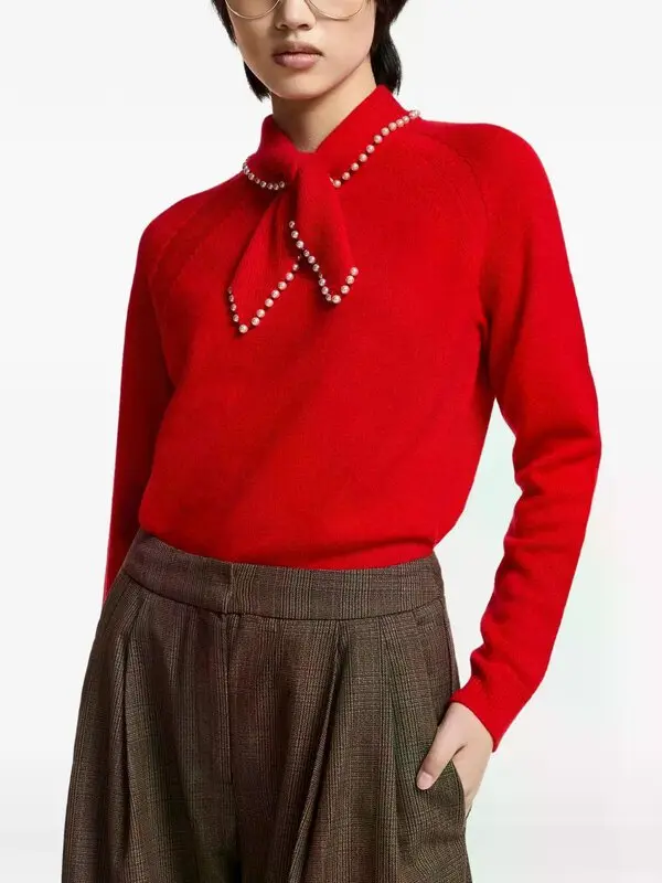 Essentiel Antwerp Pearl-embellished Bow-collar Sweater