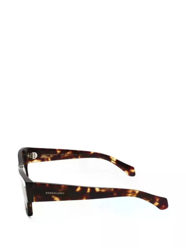 FERRAGAMO Tortoiseshell-effect Rectangle-frame Sunglasses