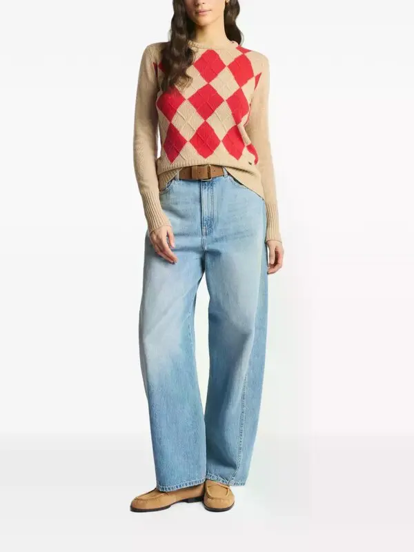 FAY Argyle-pattern Cable-knit Sweater