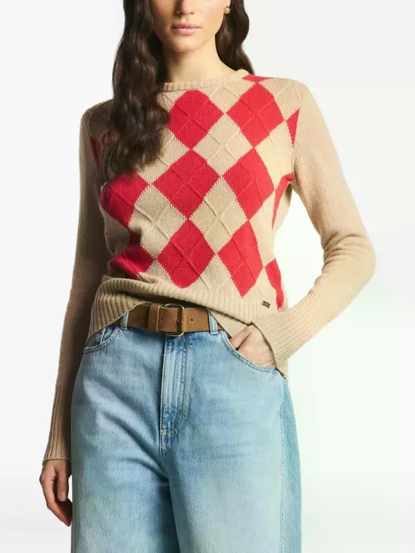 FAY Argyle-pattern Cable-knit Sweater