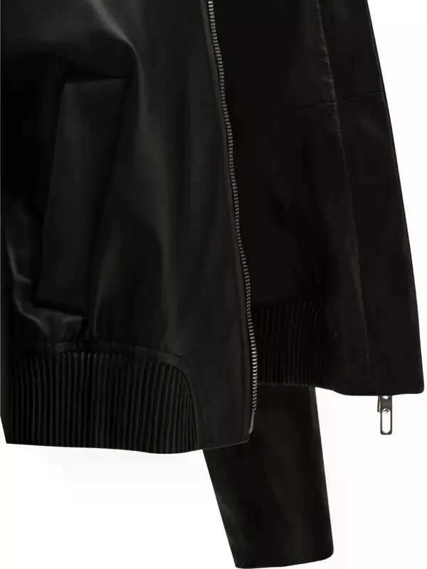 Max Mara Amour Ribbed-trim Leather Jacket