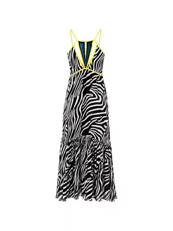 Patrizia Pepe Zebra-print Ruffled-hem Maxi Dress