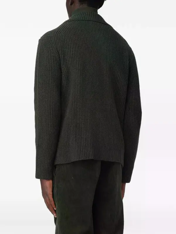 BROOKSFIELD Ribbed-knit Wool Cardigan - Green